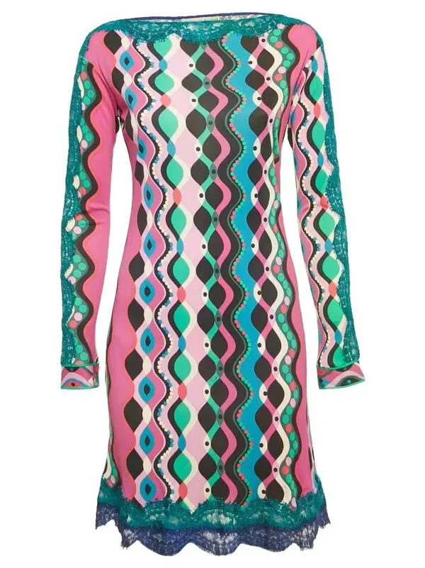 Emilio Pucci Printed Lace-trim Midi Dress - Pink