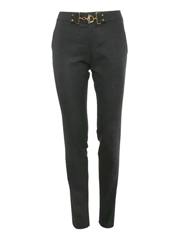 Gucci Buckled Wool Trousers - Grey