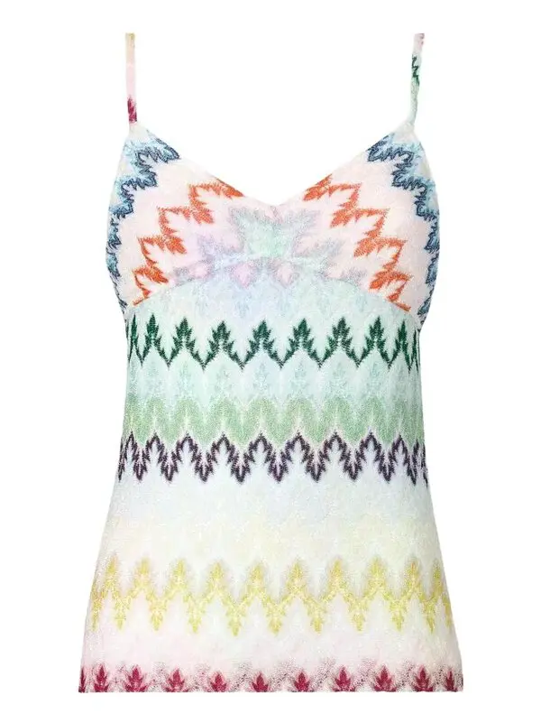 Missoni V-neck Zig-zag Top - White