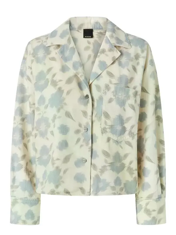 Pinko Floral-pattern Shirt With Pocket - Neutrals