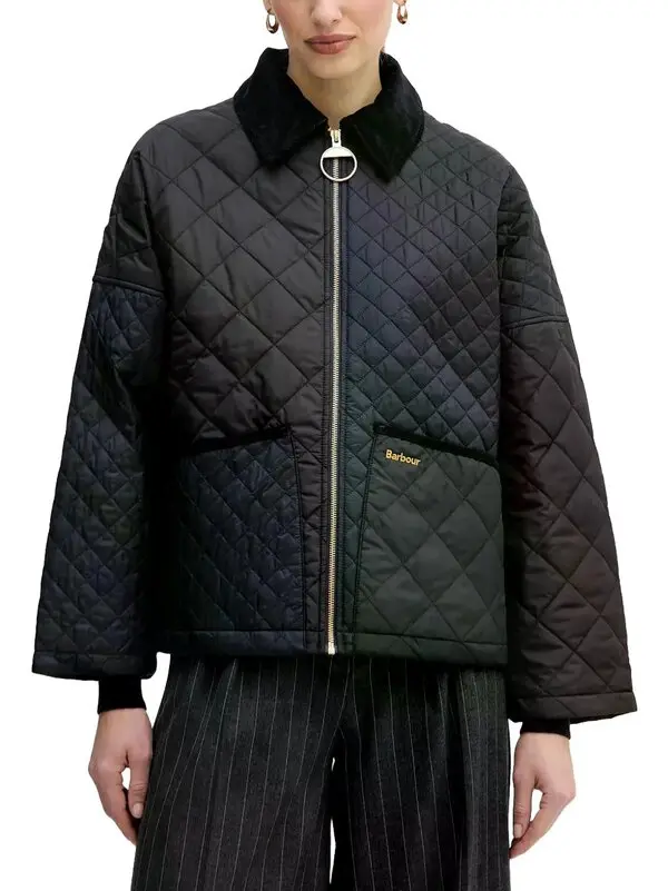 Barbour Danby Quilted Jacket With Corduroy Collar - Black