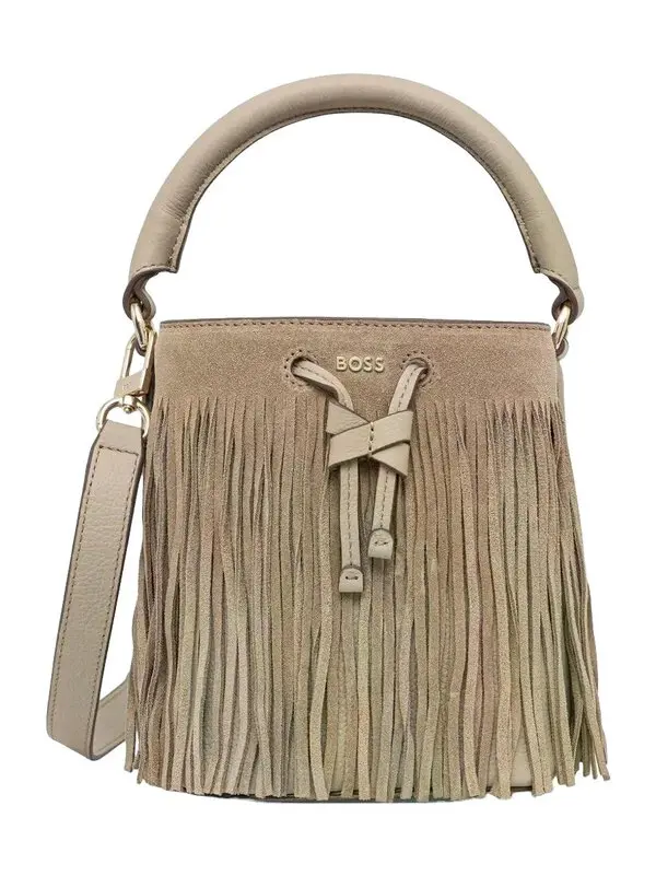 BOSS Lenah Fringed Bucket Bag - Neutrals