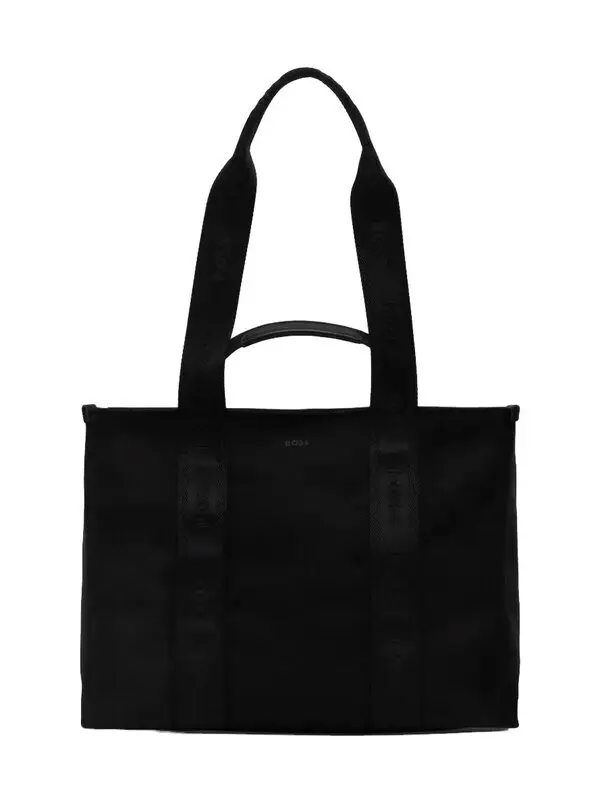 BOSS Logo Stripe Tote Bag - Black