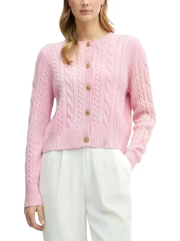Barbour Elina Cable Knit Button Cardigan - Pink