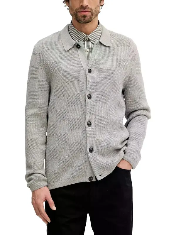 Barbour Falton Check Button Cardigan - Grey