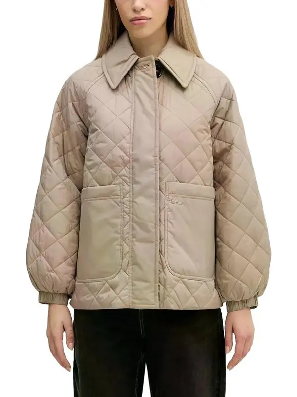 Barbour Quilted Jacket With Check Collar - Neutrals