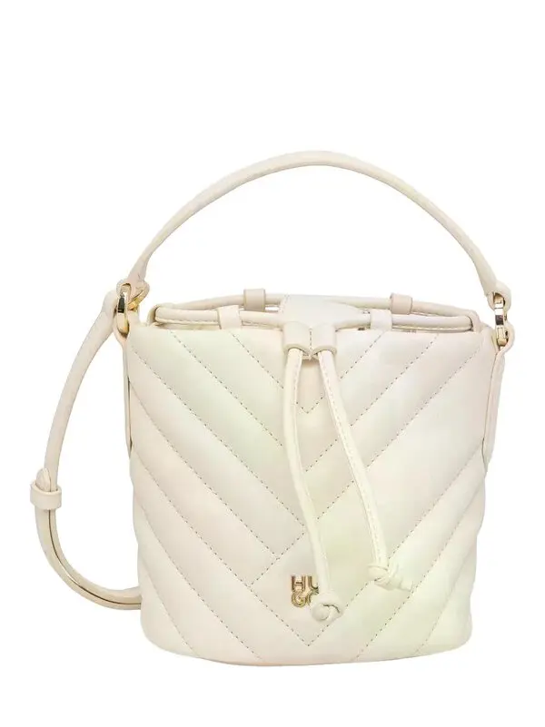Hugo Quilted Drawstring Bucket Bag - Neutrals
