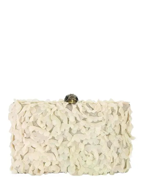 Kurt Geiger Floral Appliqué Eagle Head Clutch - Neutrals