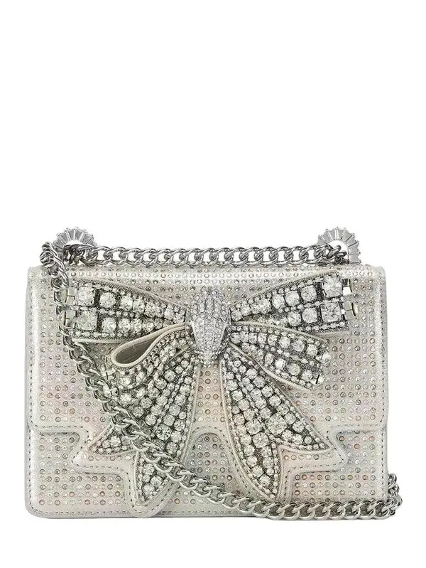 Kurt Geiger Satchel With Rhinestone Bow - Silver