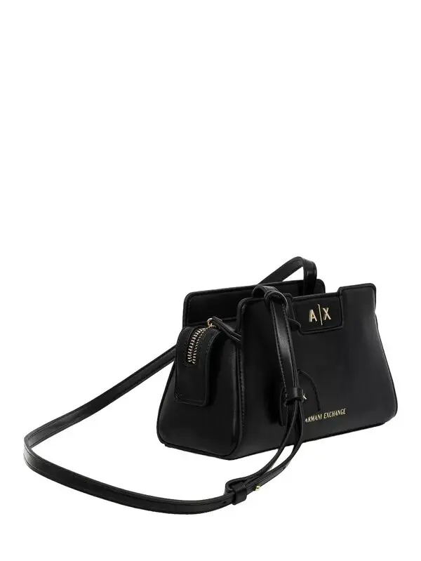 Armani Exchange Logo Charm Satchel - Black