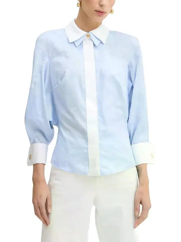 Elisabetta Franchi Diamond-pattern Jacquard Shirt - Blue