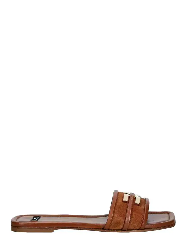 Elisabetta Franchi Emblem Flat Sandals - Brown