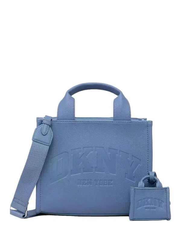 Dkny Logo-embossed Charm Tote Bag - Blue