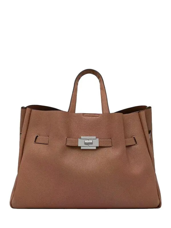 Dkny Grained-leather Tote - Brown