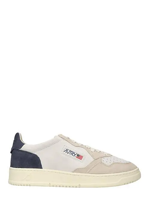 AUTRY Medalist Leather Trainers - Beige Comb
