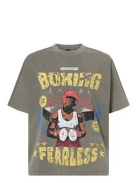 GODMADE Fearless Graphic Print Cotton T-shirt - Grey