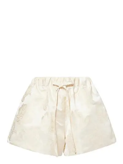 Simone Rocha Rose-print Jacquard Woven Shorts - Cream