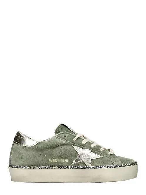 GOLDEN GOOSE Hi Star 35956 Leather And Suede Trainers - Green Comb