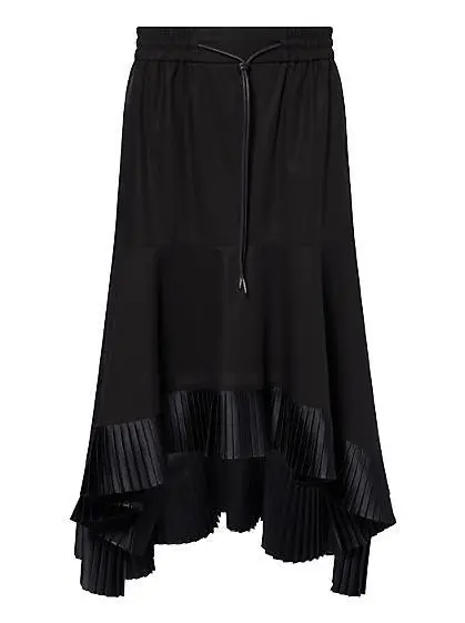 Sacai Pleated Asymmetric Midi Skirt - Black