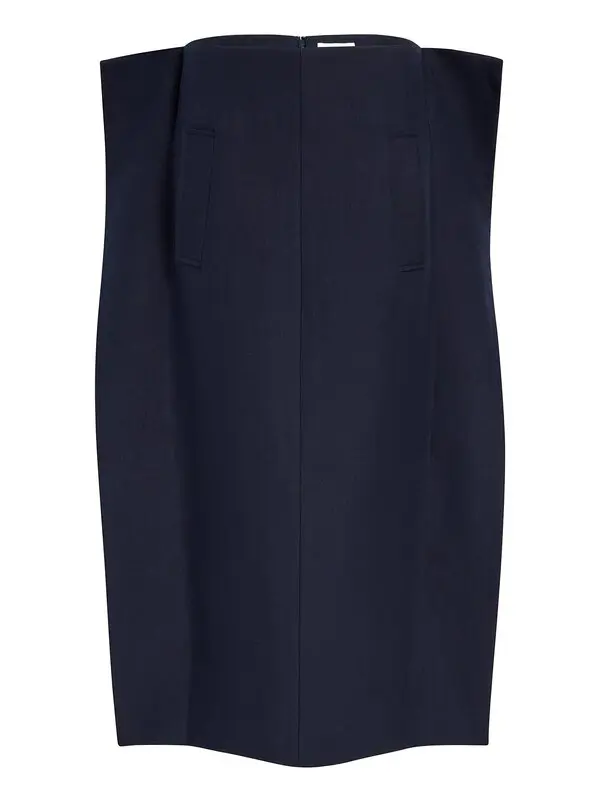 Khaite Fitted Linen Suiting Skirt - Dark Navy