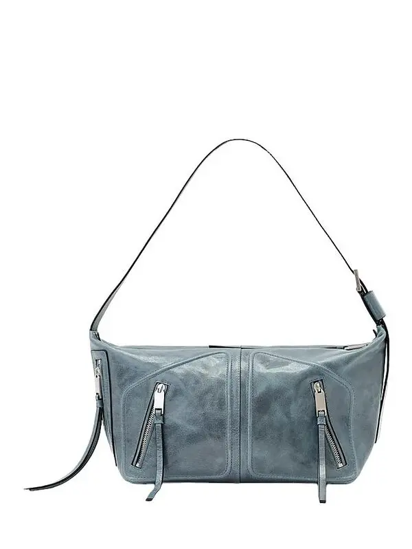 ALLSAINTS Jean Rey Medium Leather Shoulder Bag - Cement Blue