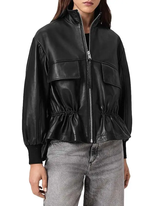 ALLSAINTS Flor Leather Jacket - Black
