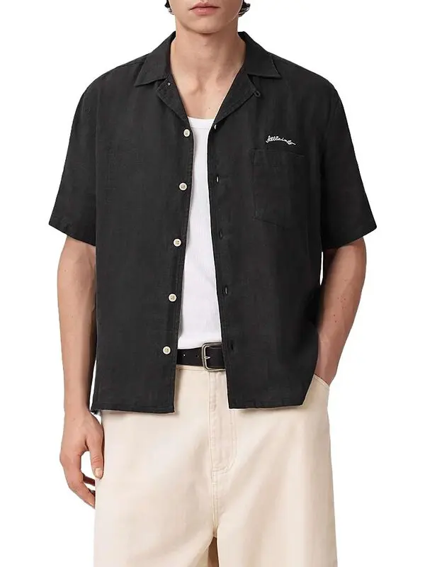 ALLSAINTS Wilder Boxy Fit Short Sleeve Shirt - Black