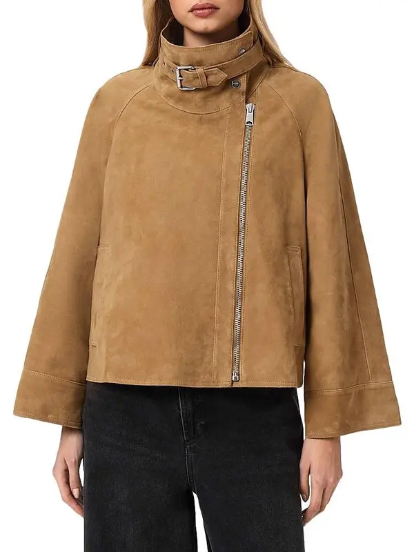 ALLSAINTS Rhodes Suede Jacket - Camel Brown