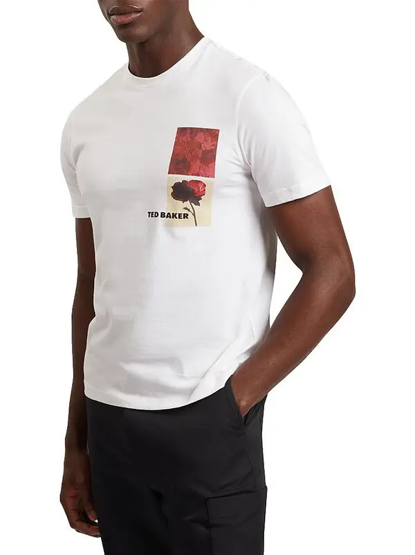 Ted Baker London Floraen Short Sleeve Chest Graphic Tee - White