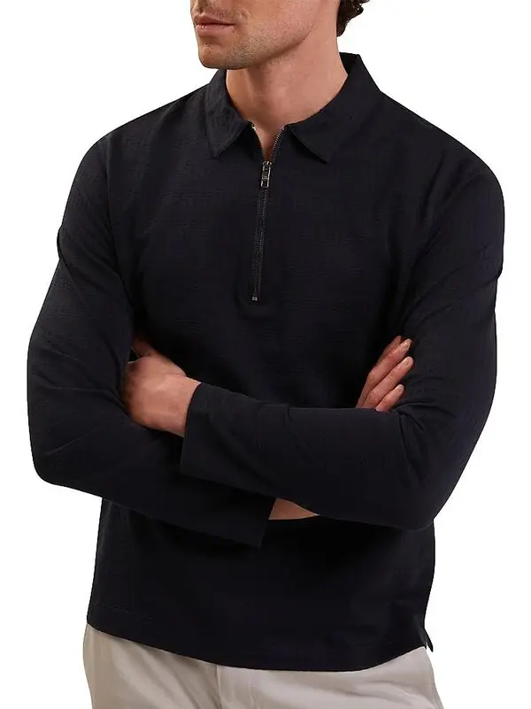 Ted Baker London Wyther Mixed Texture Half Zip Shirt - Navy