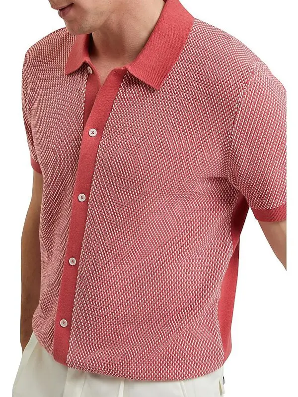 Ted Baker London Noliva Short Sleeve Small Stitch Button Through Polo - Red