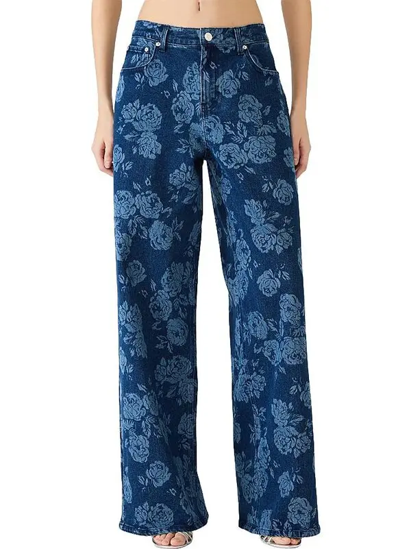 Steve Madden Jaxon Printed Barrel Leg Jeans - Rose Frost