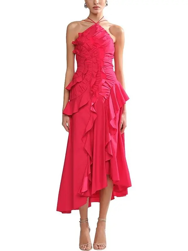 AMUR Ottavia Ruffled Dress - Solstice Red