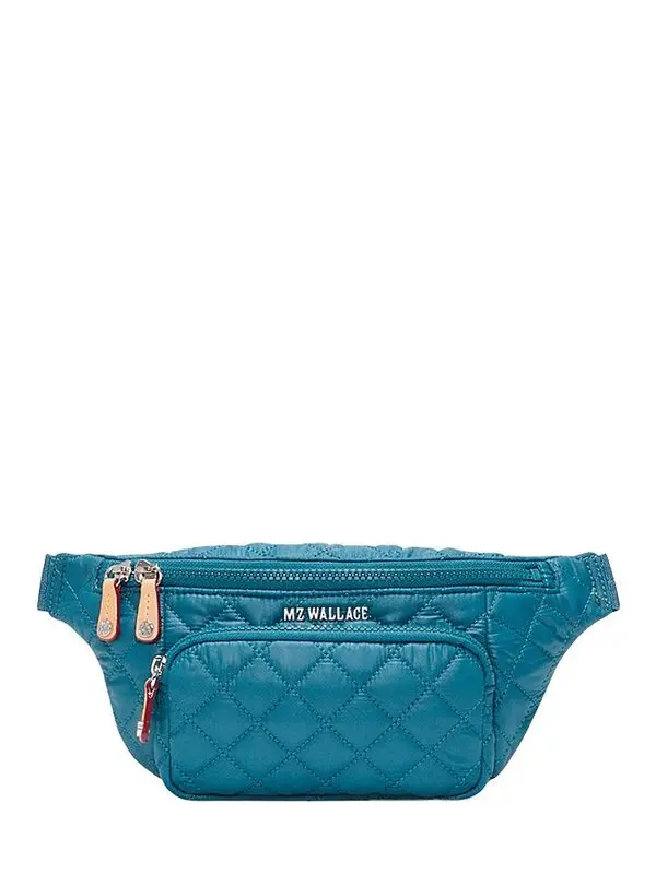 Mz Wallace Small Quilted Leather Belt Bag - Pacific Blue/gold