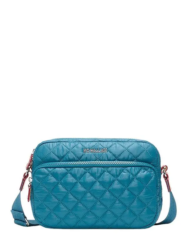 Mz Wallace Small Quilted Leather Camera Bag - Pacific Blue/silver