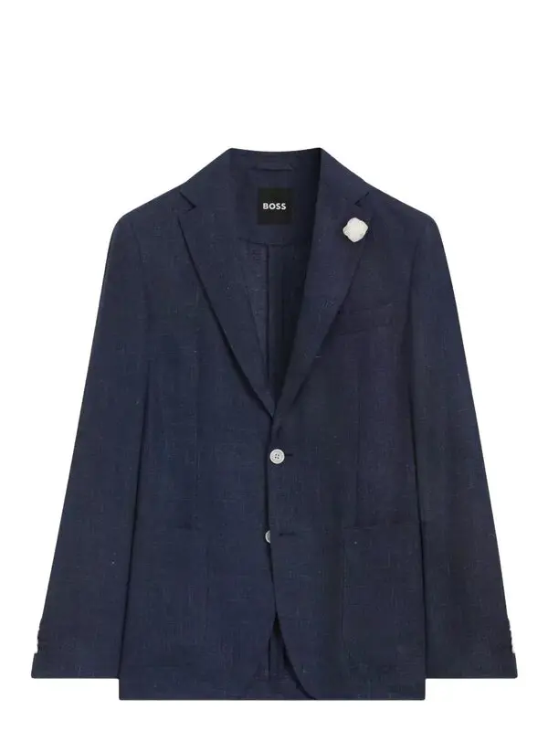 BOSS Slim-fit Jacket In A Linen Blend - Blue