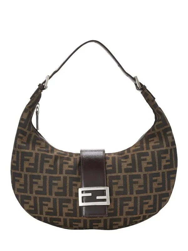 Fendi Zucca Crescent Moon Hobo Bag - Brown