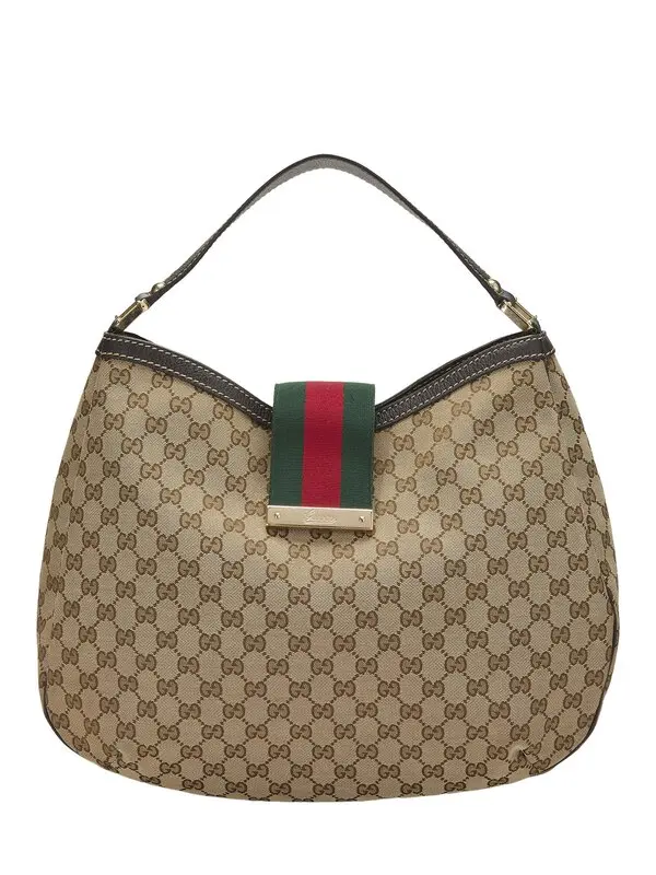 Gucci Original Gg Canvas Web Hobo - Brown