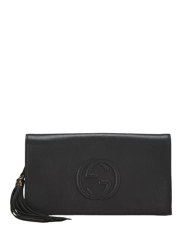 Gucci Leather Soho Clutch - Black