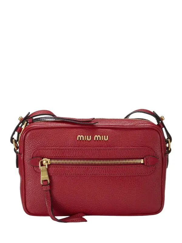 Miu Miu Grained Leather Camera Bag - Red