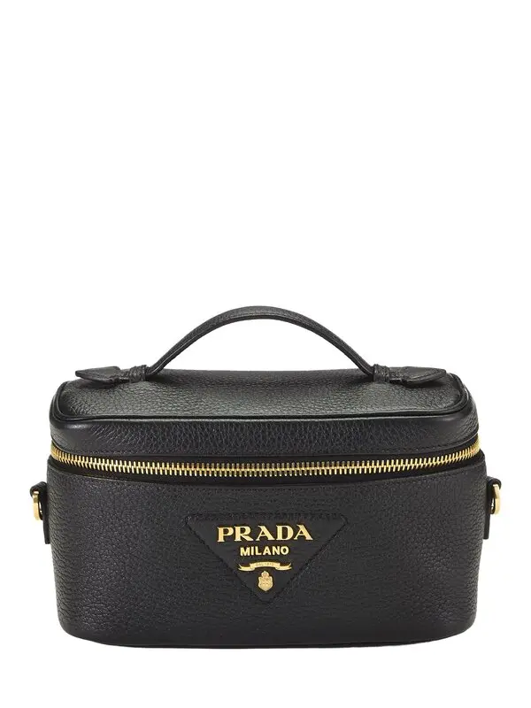 Prada Vitello Daino Convertible Vanity - Black