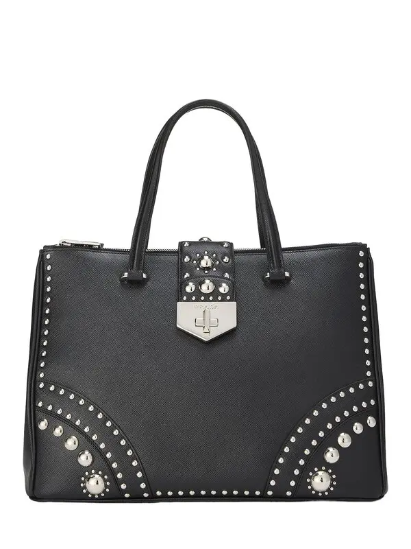 Prada Studded Saffiano Tote - Black
