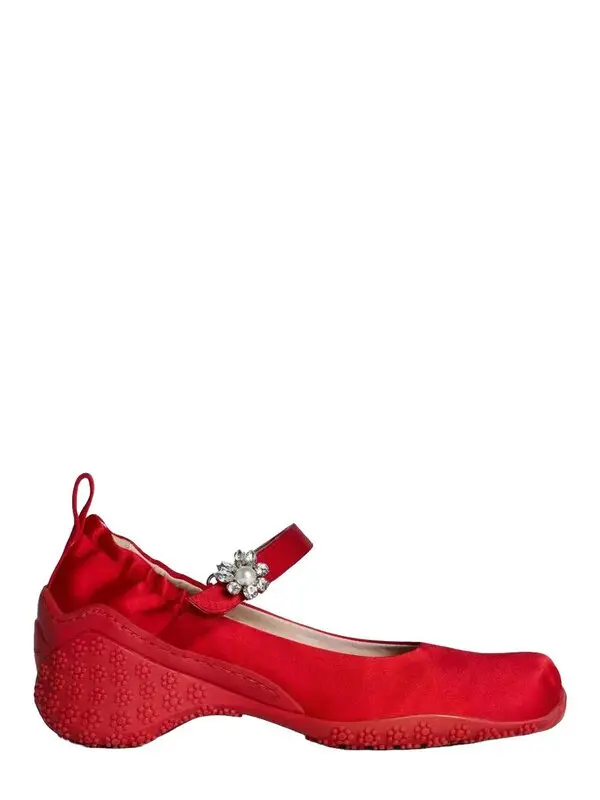Simone Rocha Crystal-embellished Mary Jane Pumps - Red