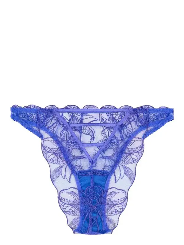 FLEUR OF ENGLAND Iris Brazilian Floral-embroidery Brief - Blue