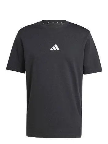 Adidas Essentials Small Logo Single Jersey Tee Shirt - Black White