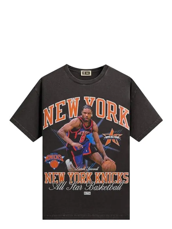 Kith Nba Allstar New York Knicks Latrell Sprewell Vintage Tee Shirt - Black