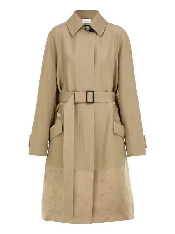 FERRAGAMO Duster Coat With Satin Inserts - Beige