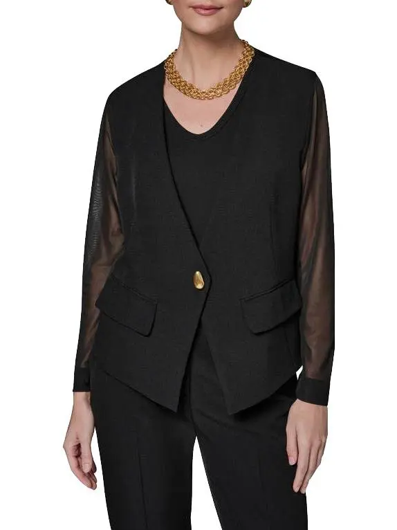 Donna Karan New York Sheer Contrast Jacket - Black