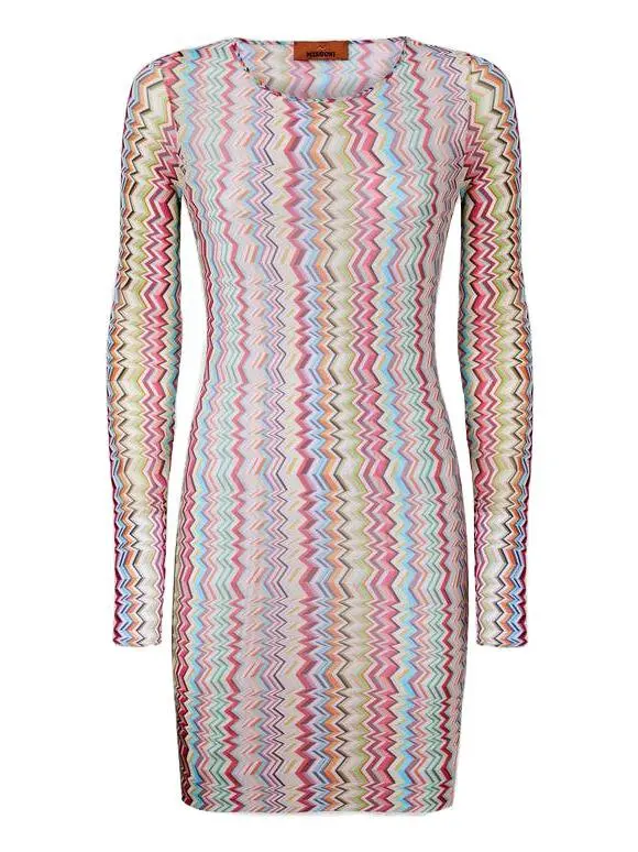 Missoni Long-sleeve Zigzag Printed Tulle T-shirt - Multicoloured