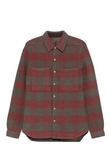Rick Owens Wool Jumbo Plaid Outershirt - Rosewood Plaid